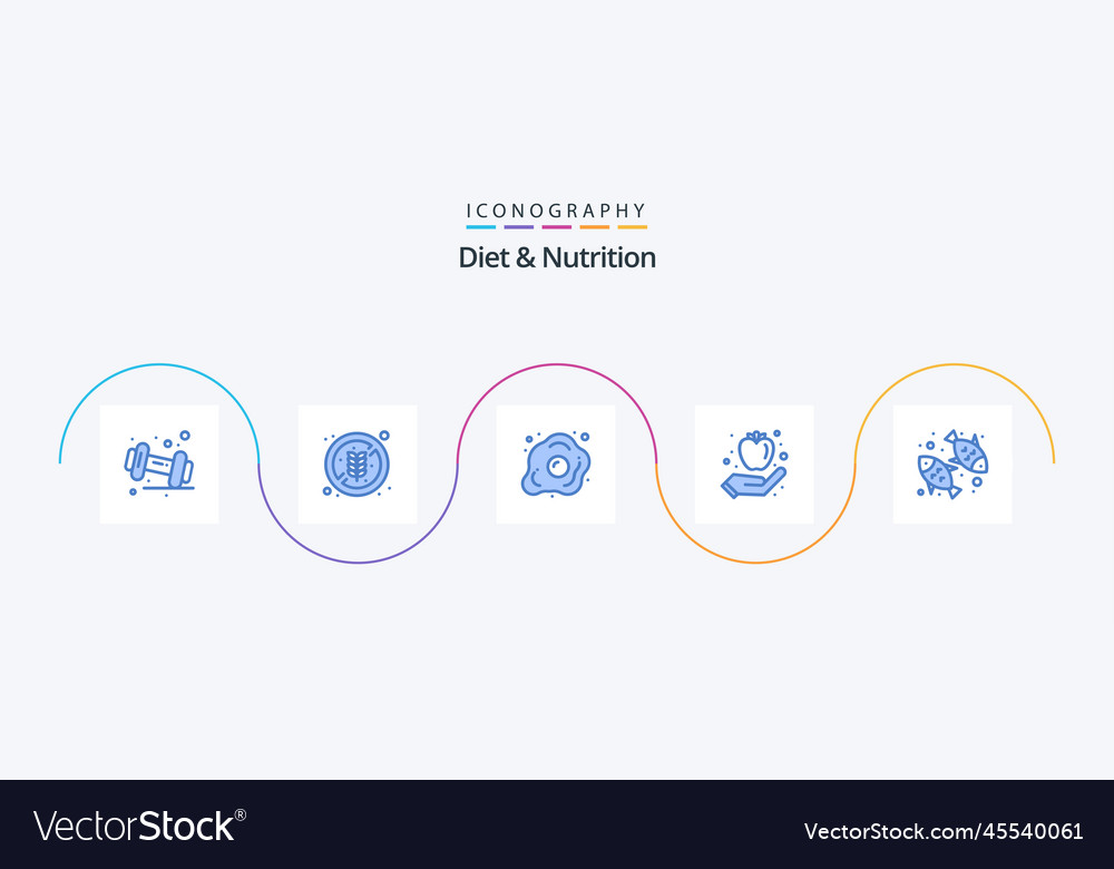 Diet and nutrition blue 5 icon pack including Vector Image