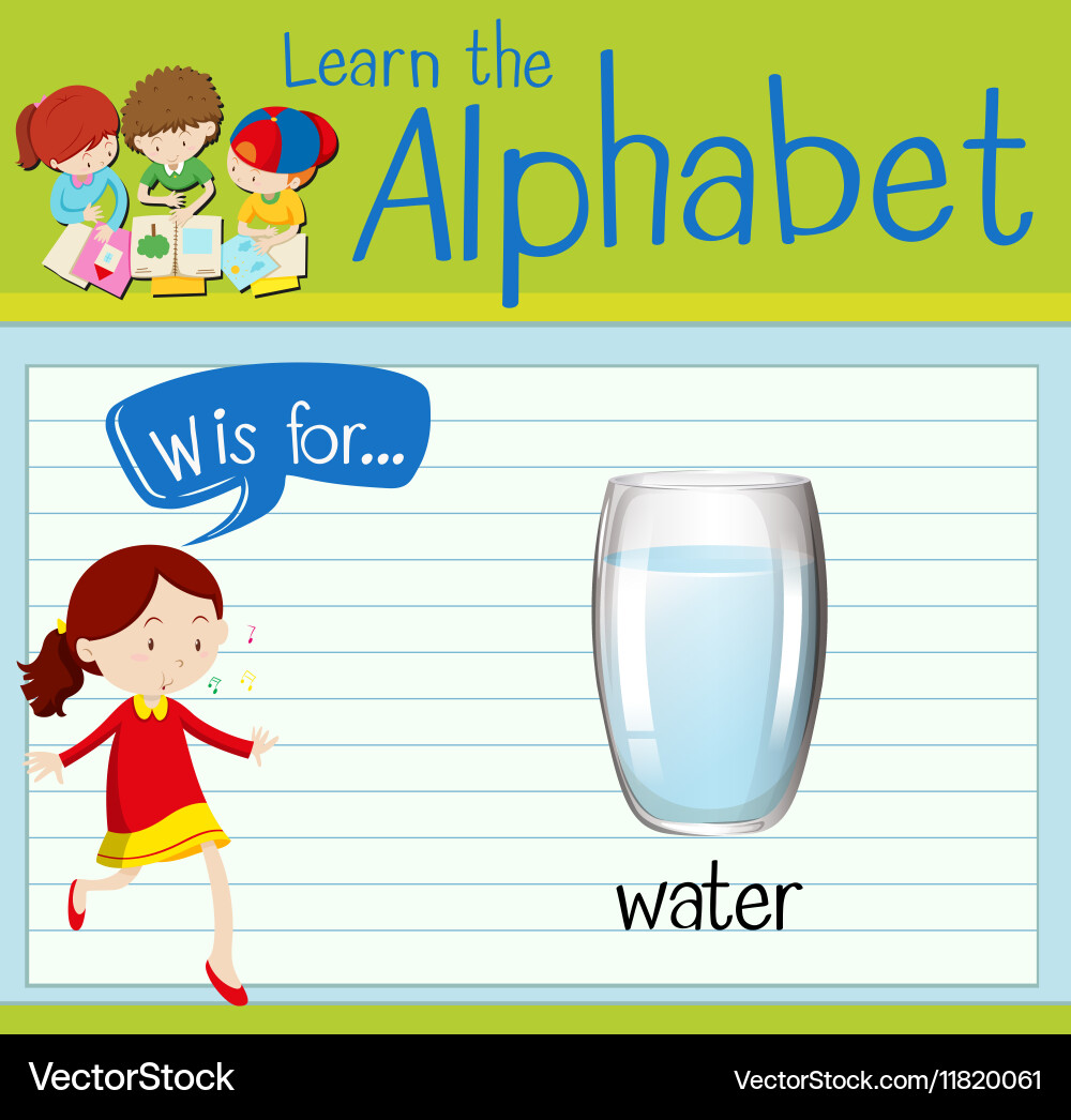 Flashcard letter w is for water Royalty Free Vector Image
