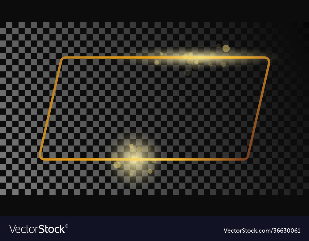 Gold glowing rounded rectangular shape frame Vector Image