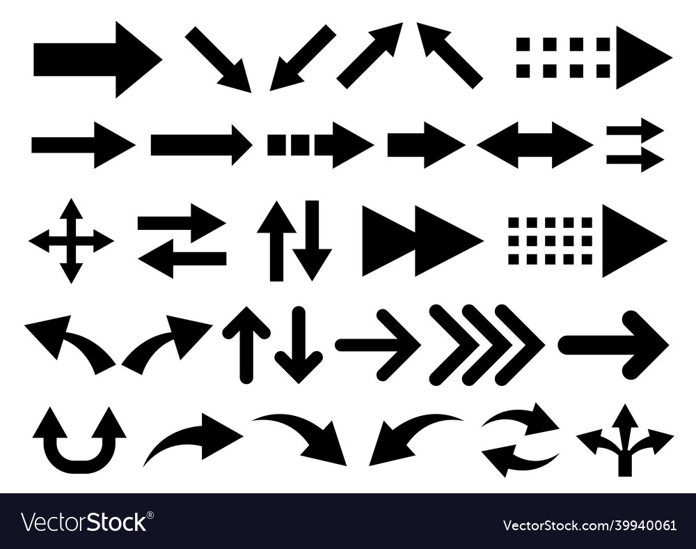 Set Of Arrow Shapes Isolated On White Royalty Free Vector