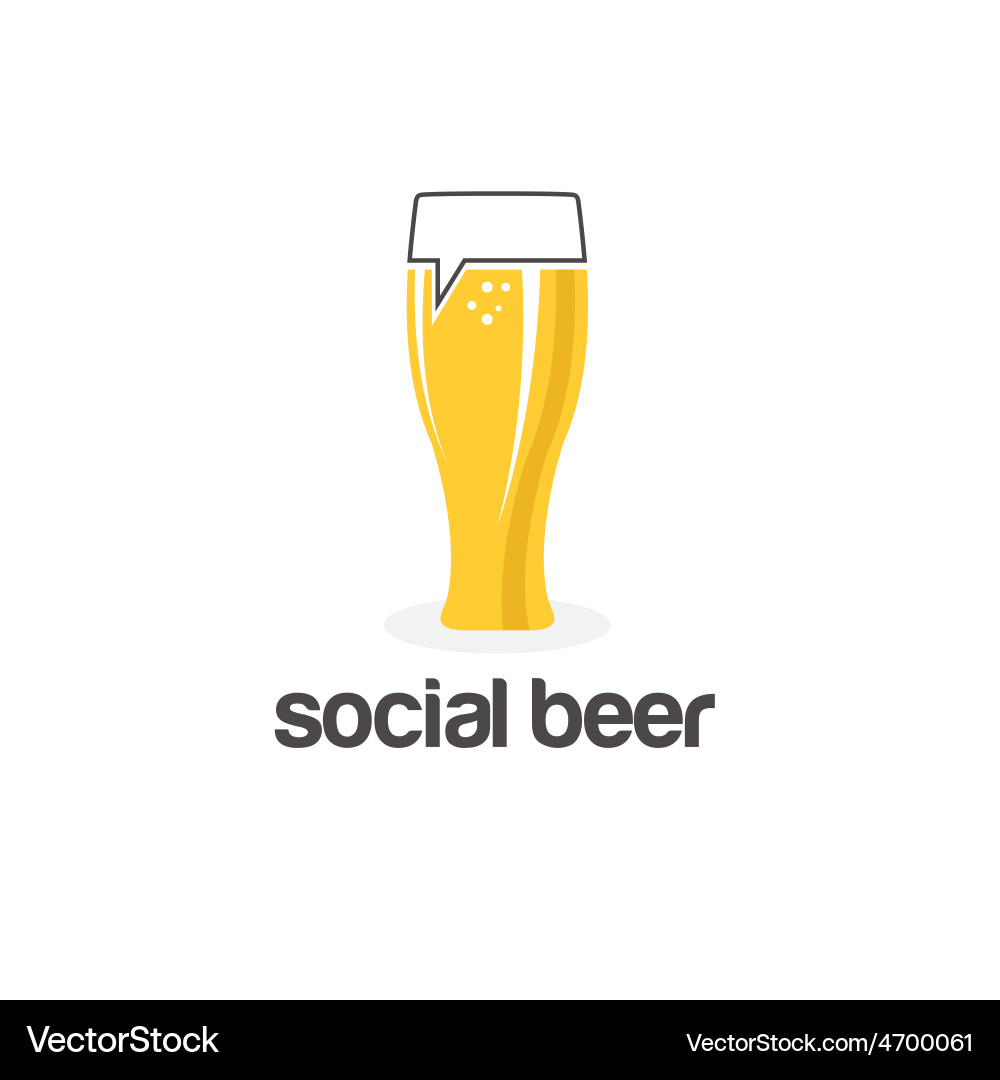Social beer glass pub design template Royalty Free Vector