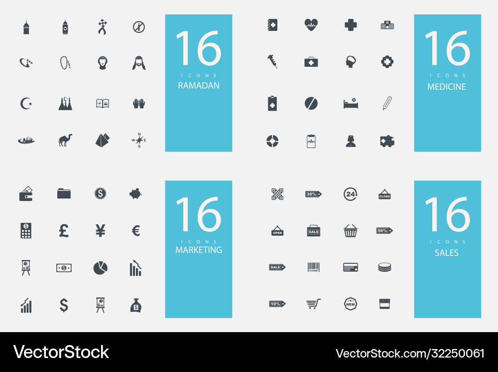 Stylish set 4 themes and icons Royalty Free Vector Image
