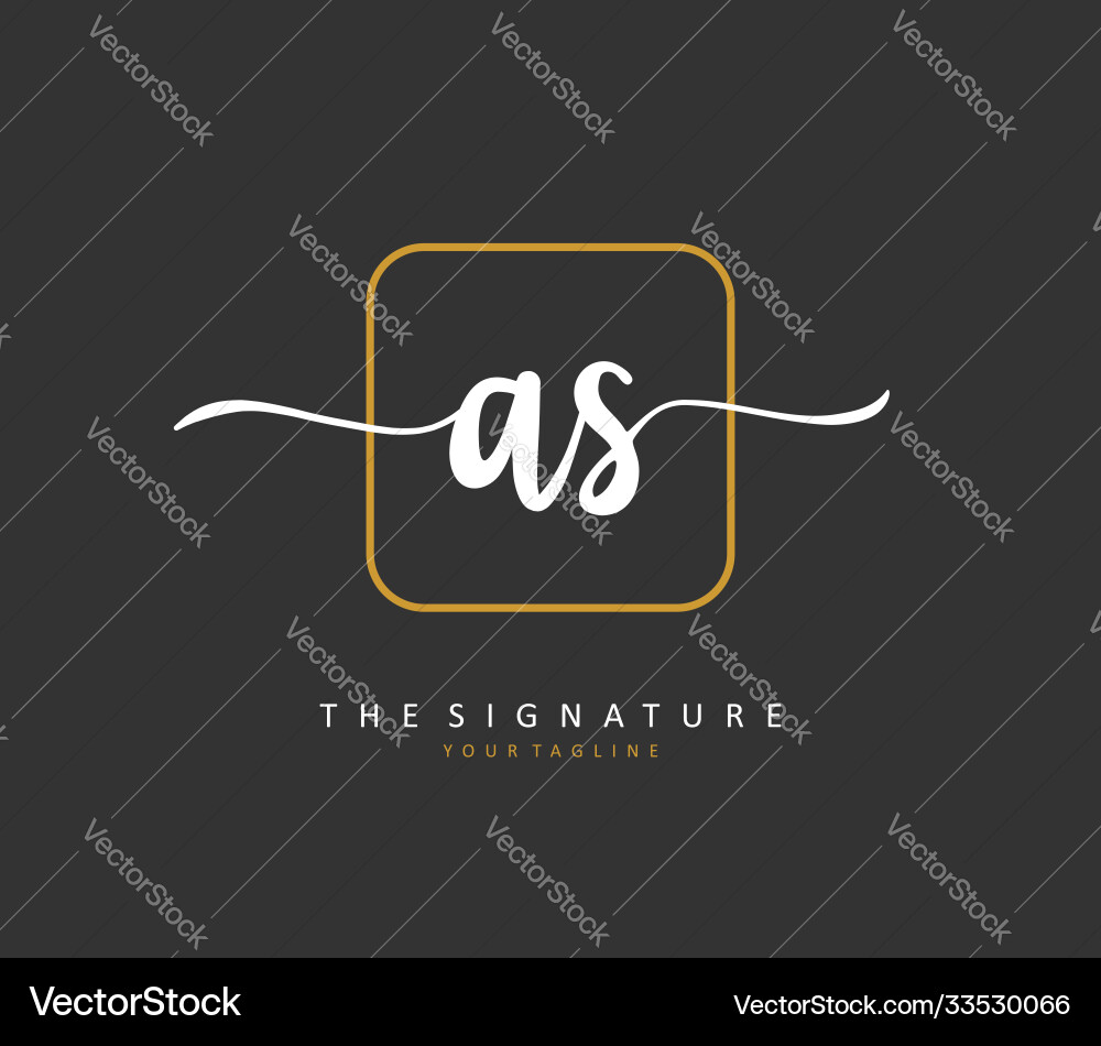 A s as initial letter handwriting and signature Vector Image