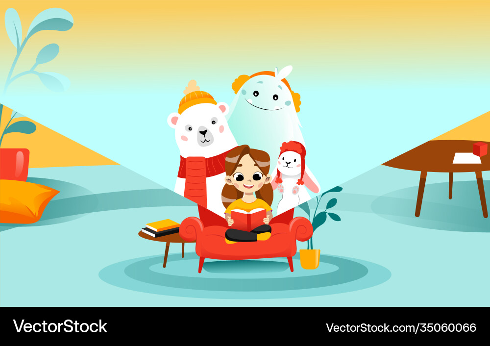 Cartoon flat cute female Royalty Free Vector Image