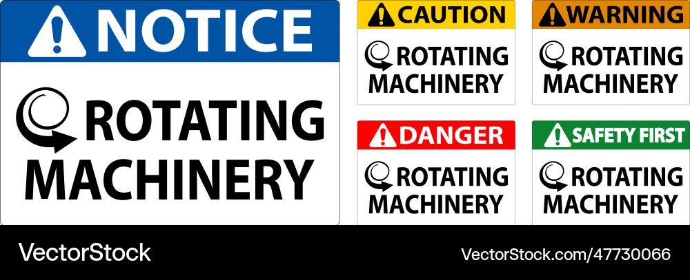 Danger sign rotating machinery on white background