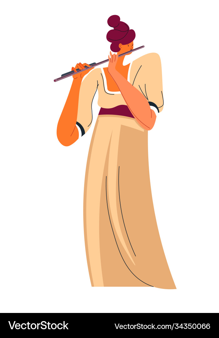 Flutist playing flute performer or part band Vector Image