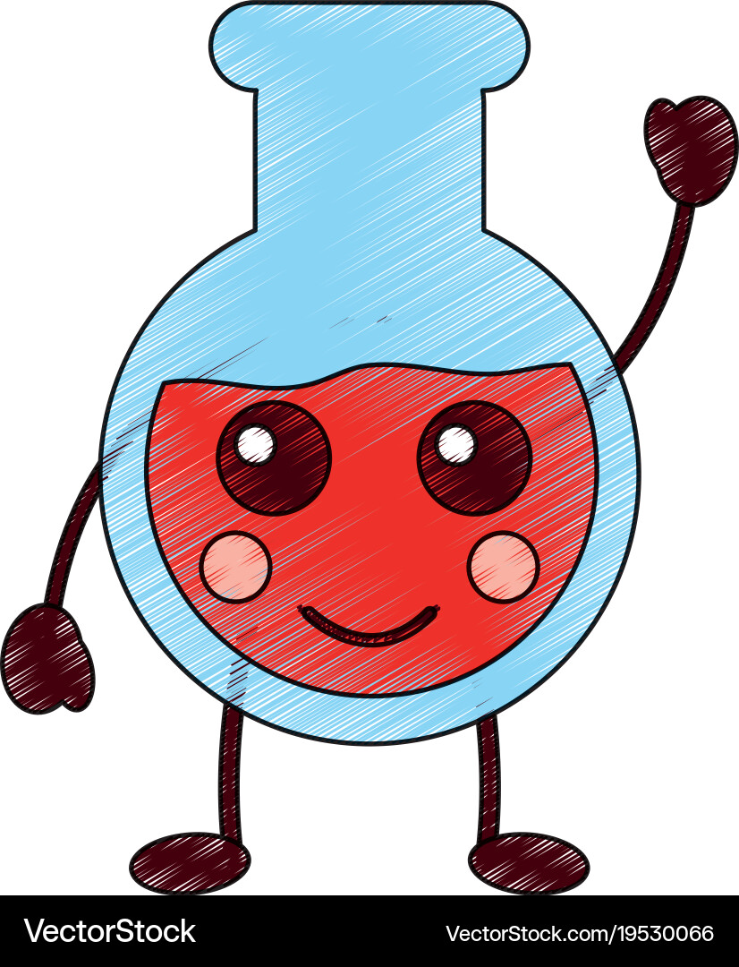 Happy flask laboratory kawaii icon image Vector Image