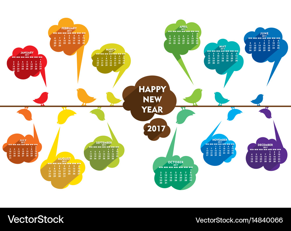 Happy new year 2017 calendar design Royalty Free Vector