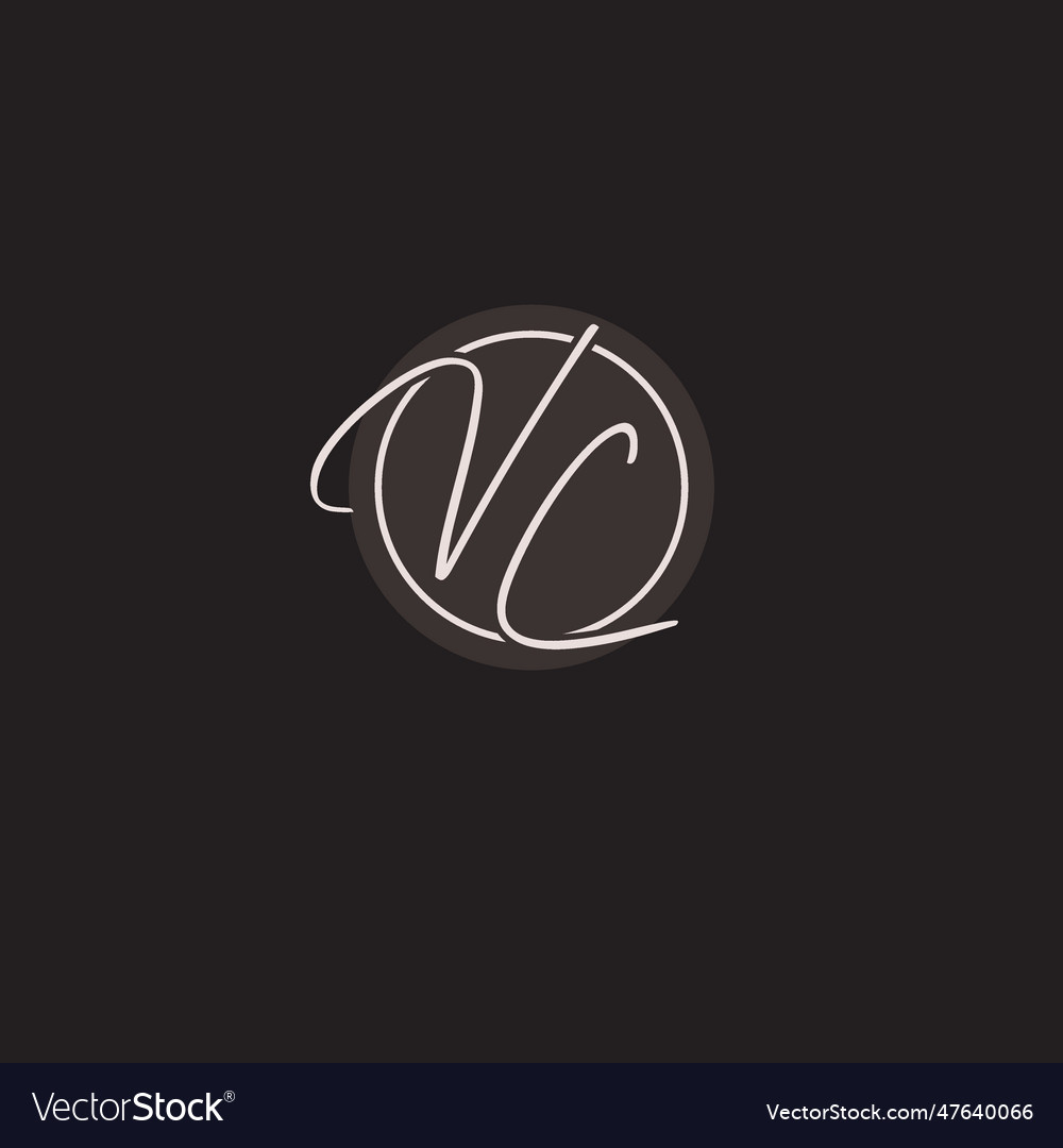 Initials vc logo monogram with simple circle line Vector Image