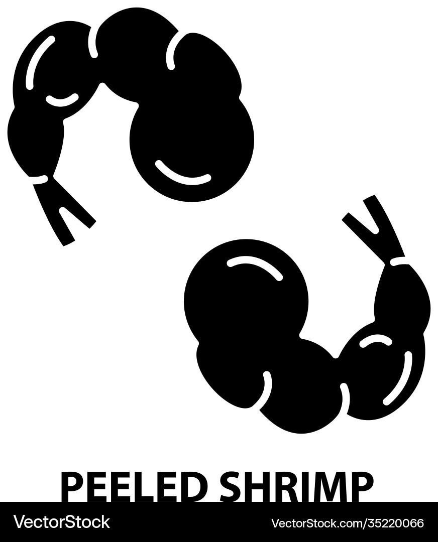 Peeled shrimp icon black sign Royalty Free Vector Image