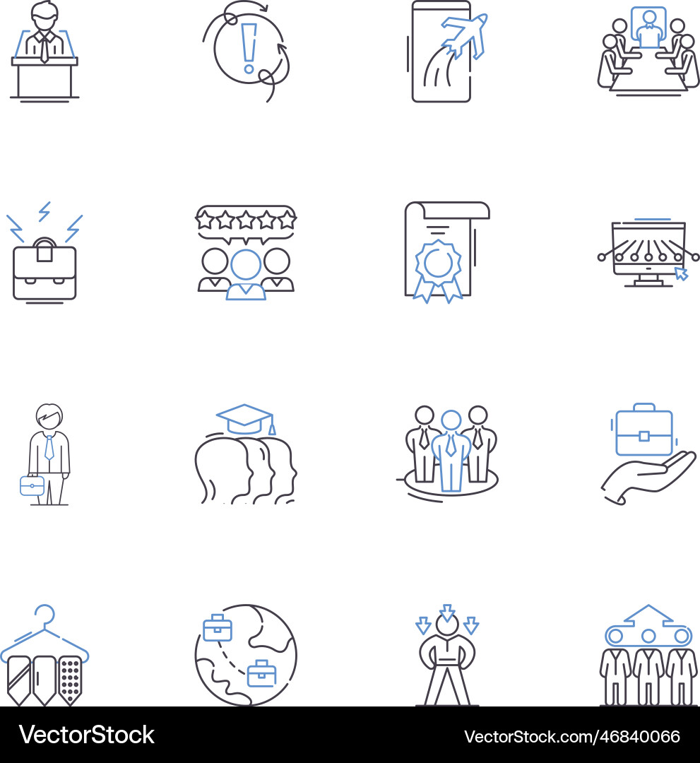 Senior management line icons collection Royalty Free Vector