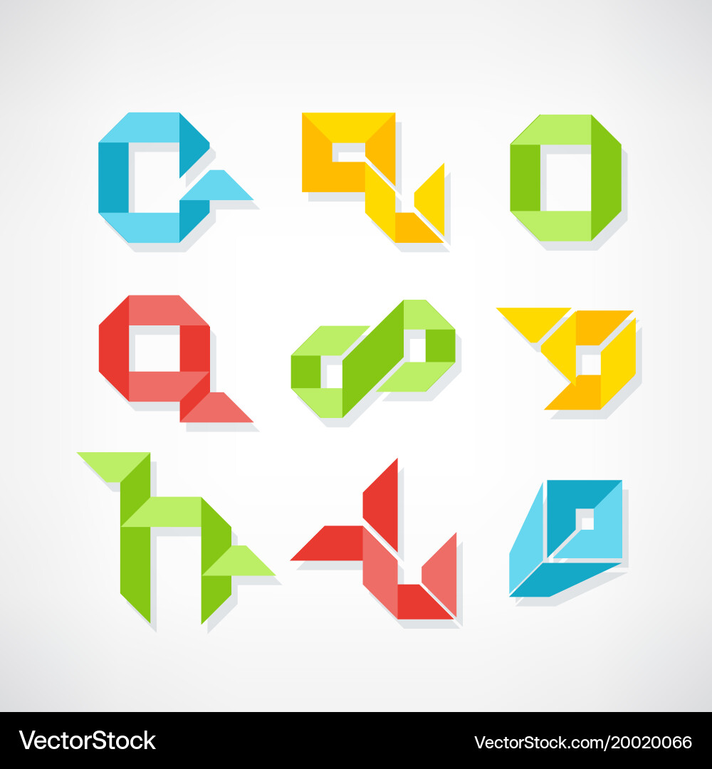 Set of minimal geometric multicolor symbol Vector Image