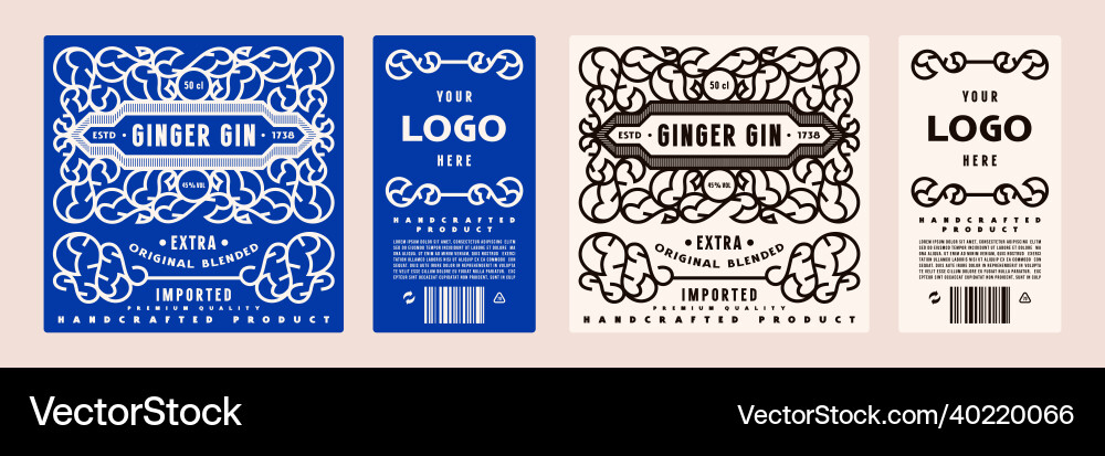 Set of template decorative label for ginger gin Vector Image