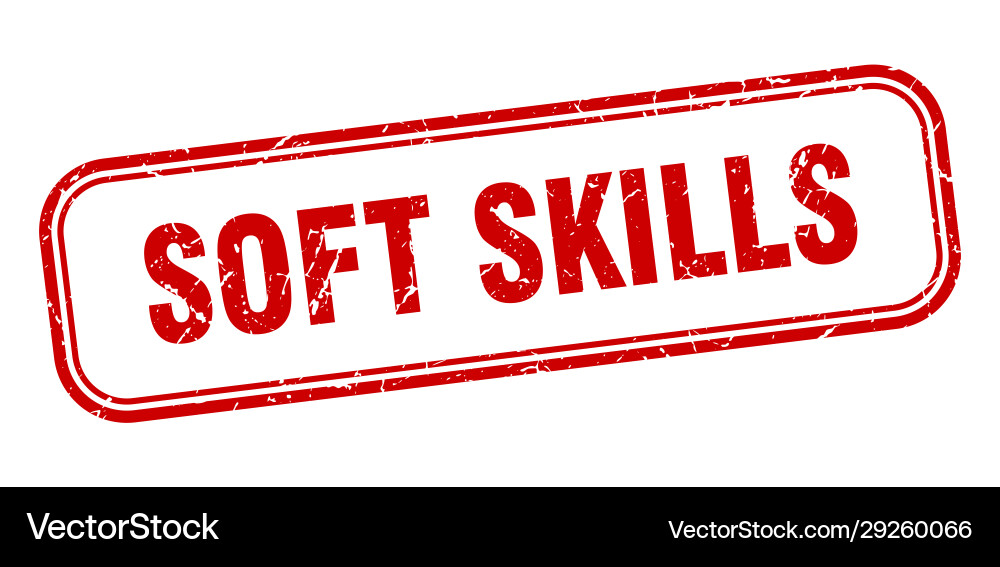 Soft skills stamp square grunge red Royalty Free Vector