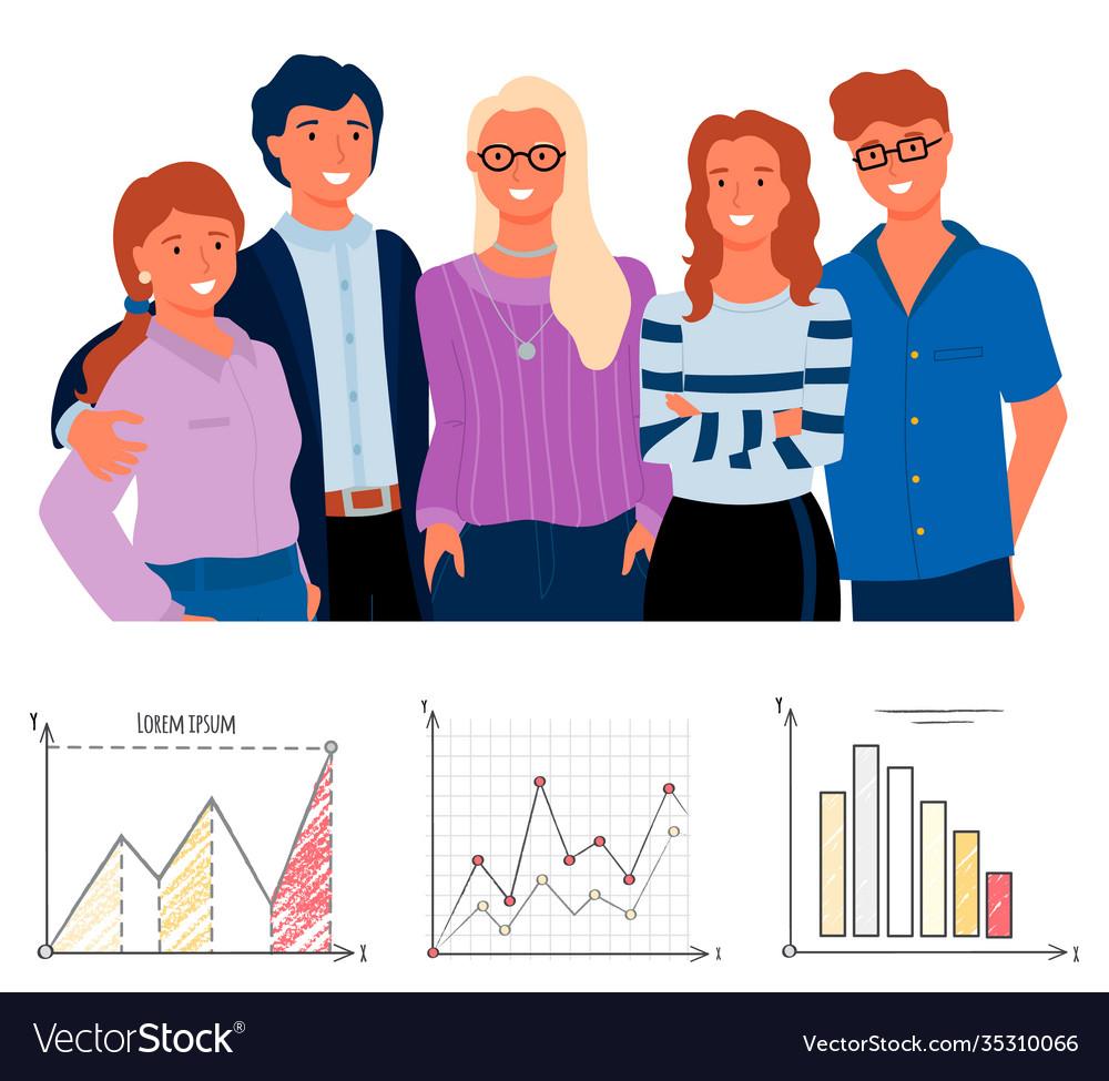 Teamwork presentation graph report work Royalty Free Vector