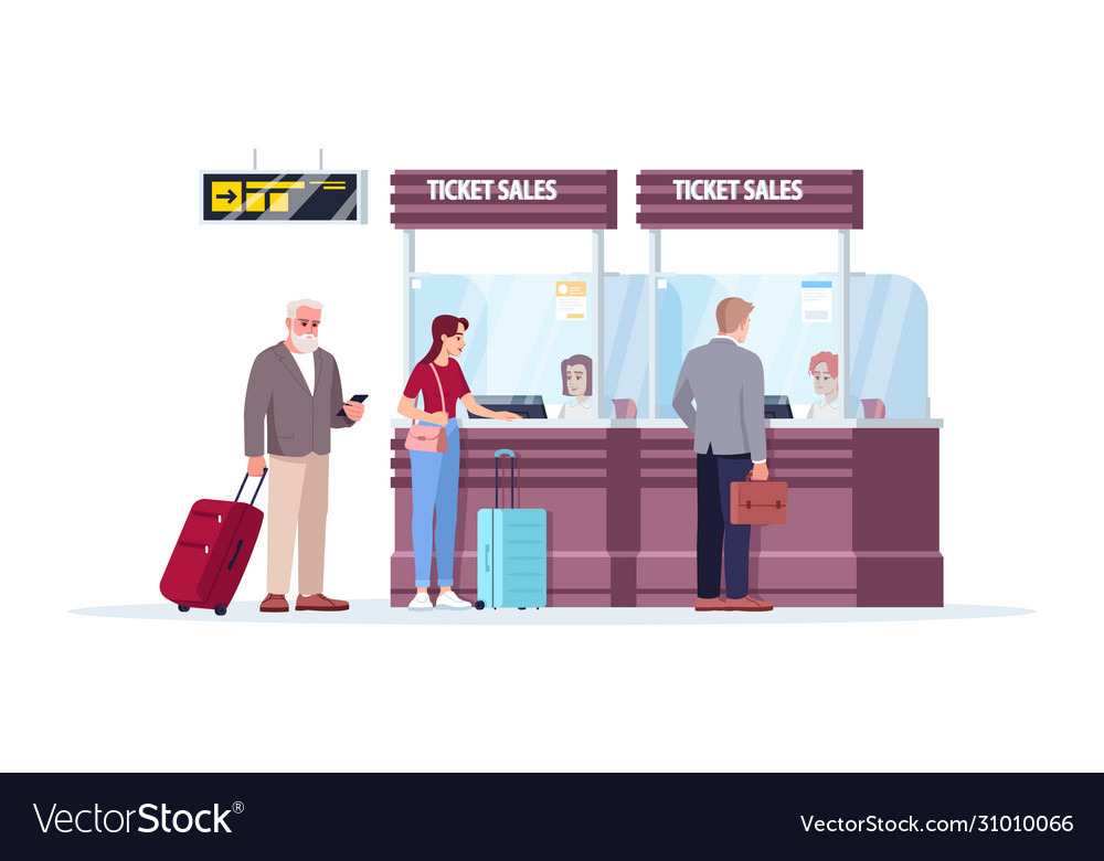 Ticket sales counter semi flat rgb color Vector Image