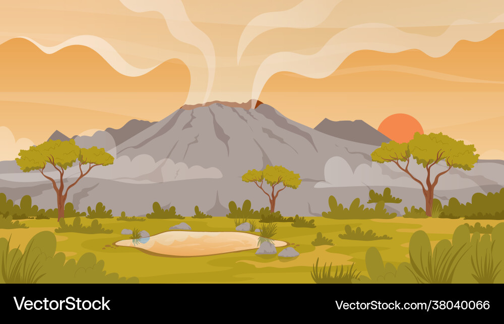 Volcano tropical nature landscape mountain wild Vector Image
