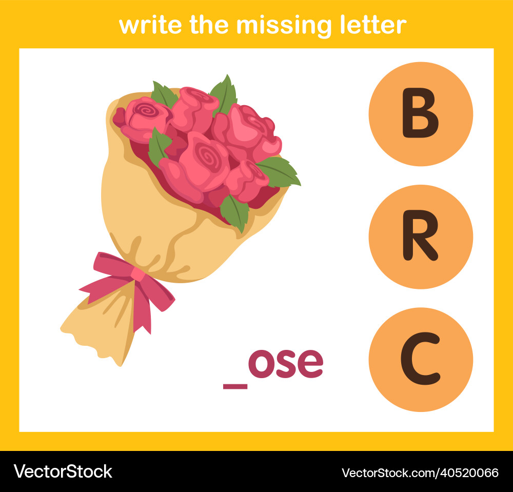 Write the missing letter Royalty Free Vector Image
