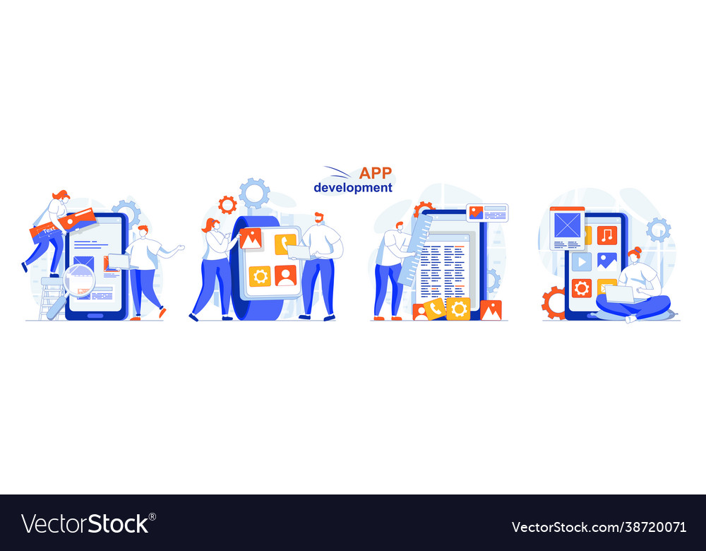 App development concept set creation layout Vector Image