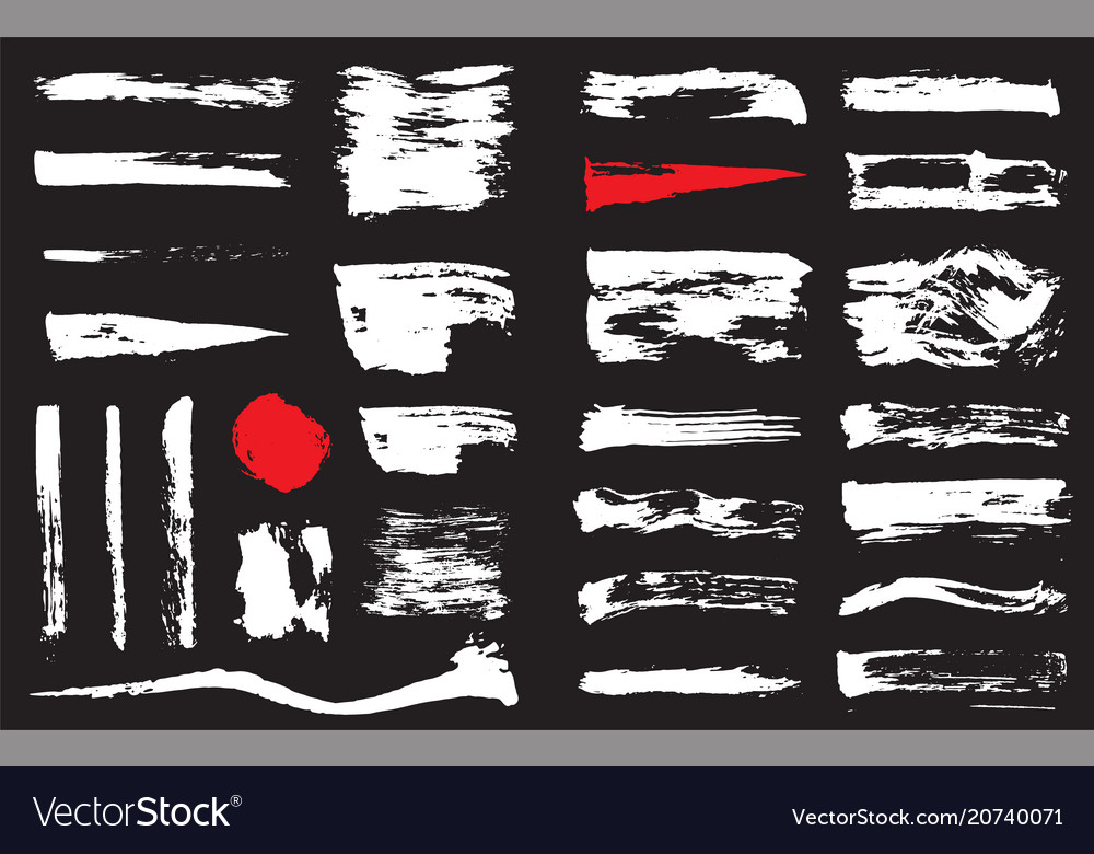 Big set black pen ink brush strokes grunge ink Vector Image