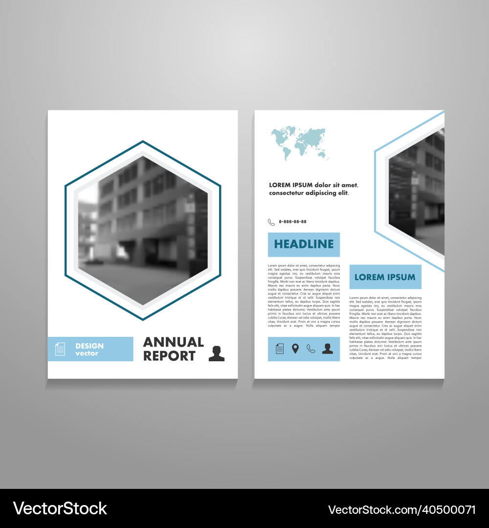 Blue geometry brochure design template Royalty Free Vector