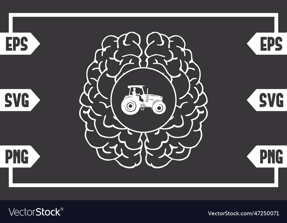 Brain - guy driving tractor Royalty Free Vector Image