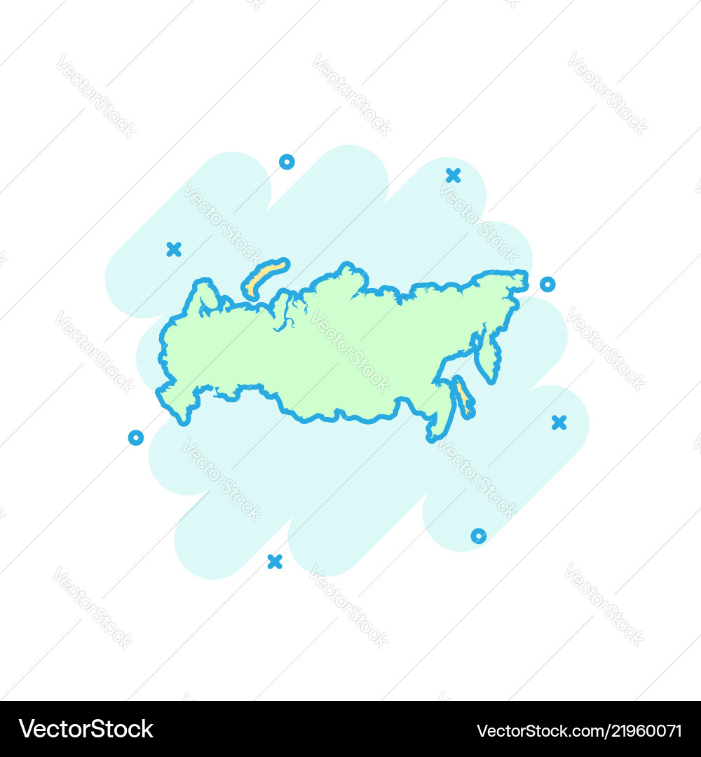 Cartoon colored russia map icon in comic style Vector Image