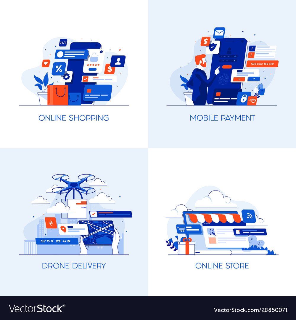 Flat designed conceptual icons 4 Royalty Free Vector Image