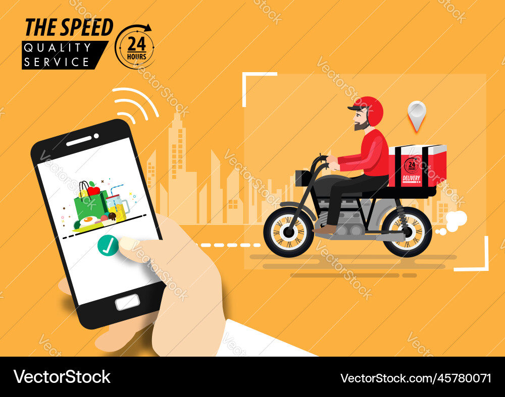 Food delivery app on a smartphone tracking Vector Image