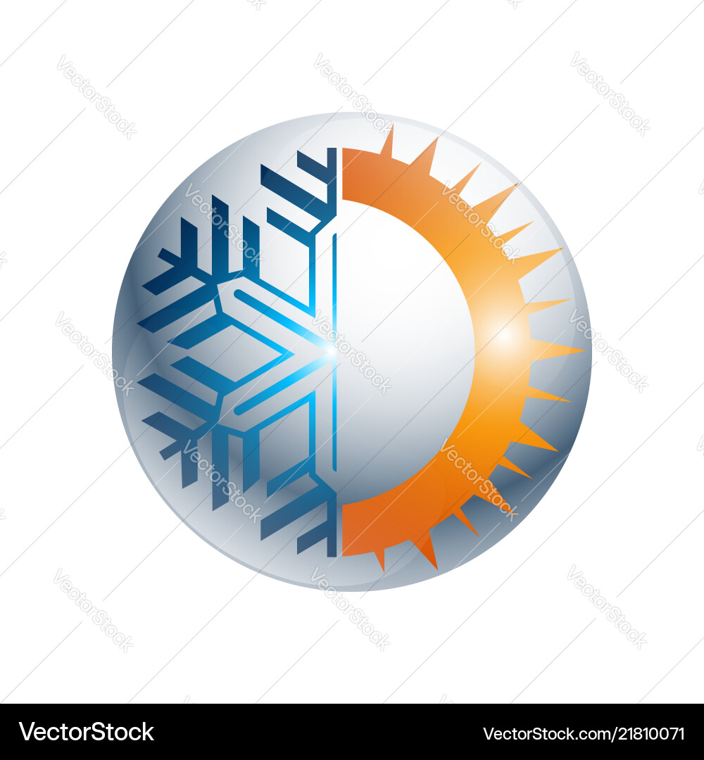 Gear hot and cold round sign logo temperature Vector Image