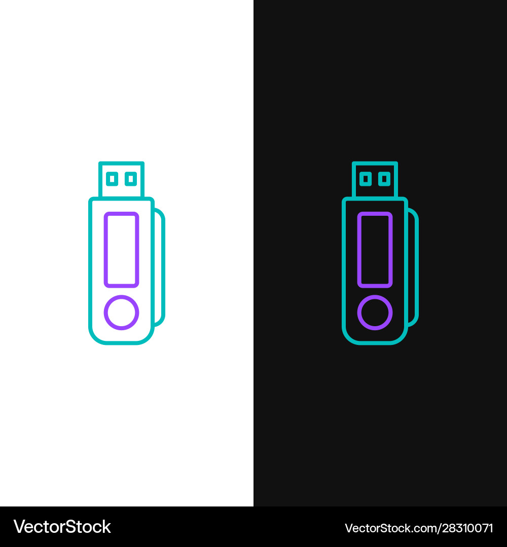 Green and purple line usb flash drive icon Vector Image