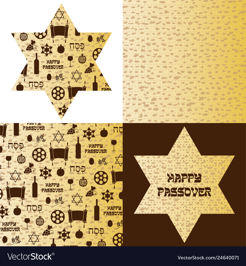 Passover pattern on matzoh background Royalty Free Vector