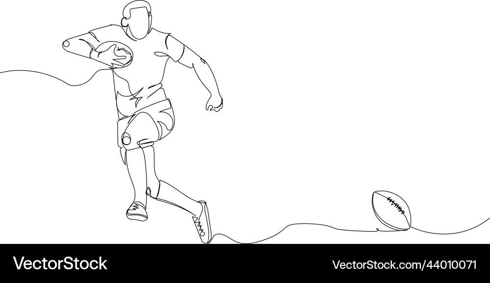 Rugby player forward with ball set one line art Vector Image