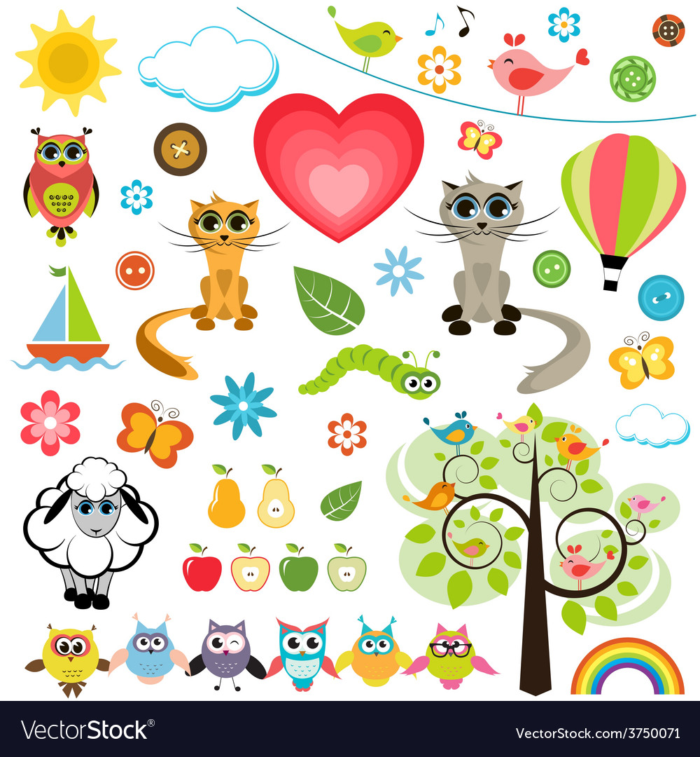 Set of spring elements Royalty Free Vector Image