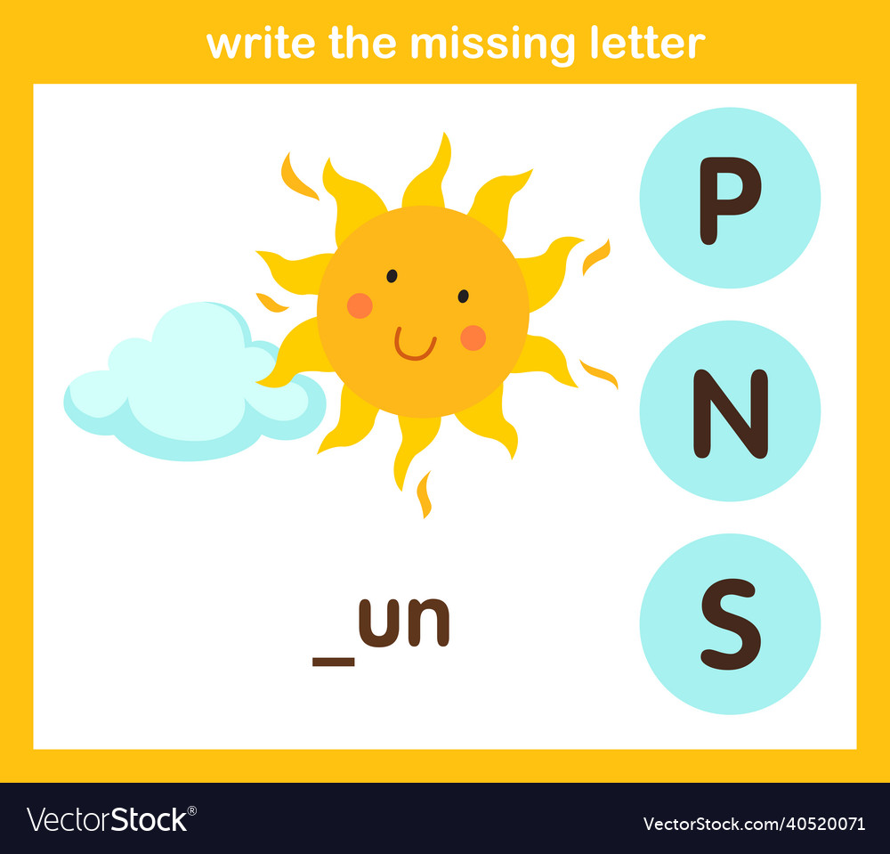 Write the missing letter Royalty Free Vector Image