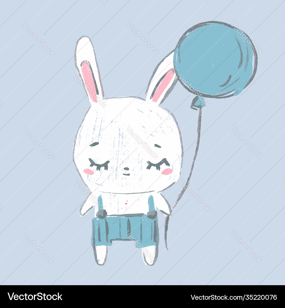 Cute rabbit with balloon bunny character for kids Vector Image