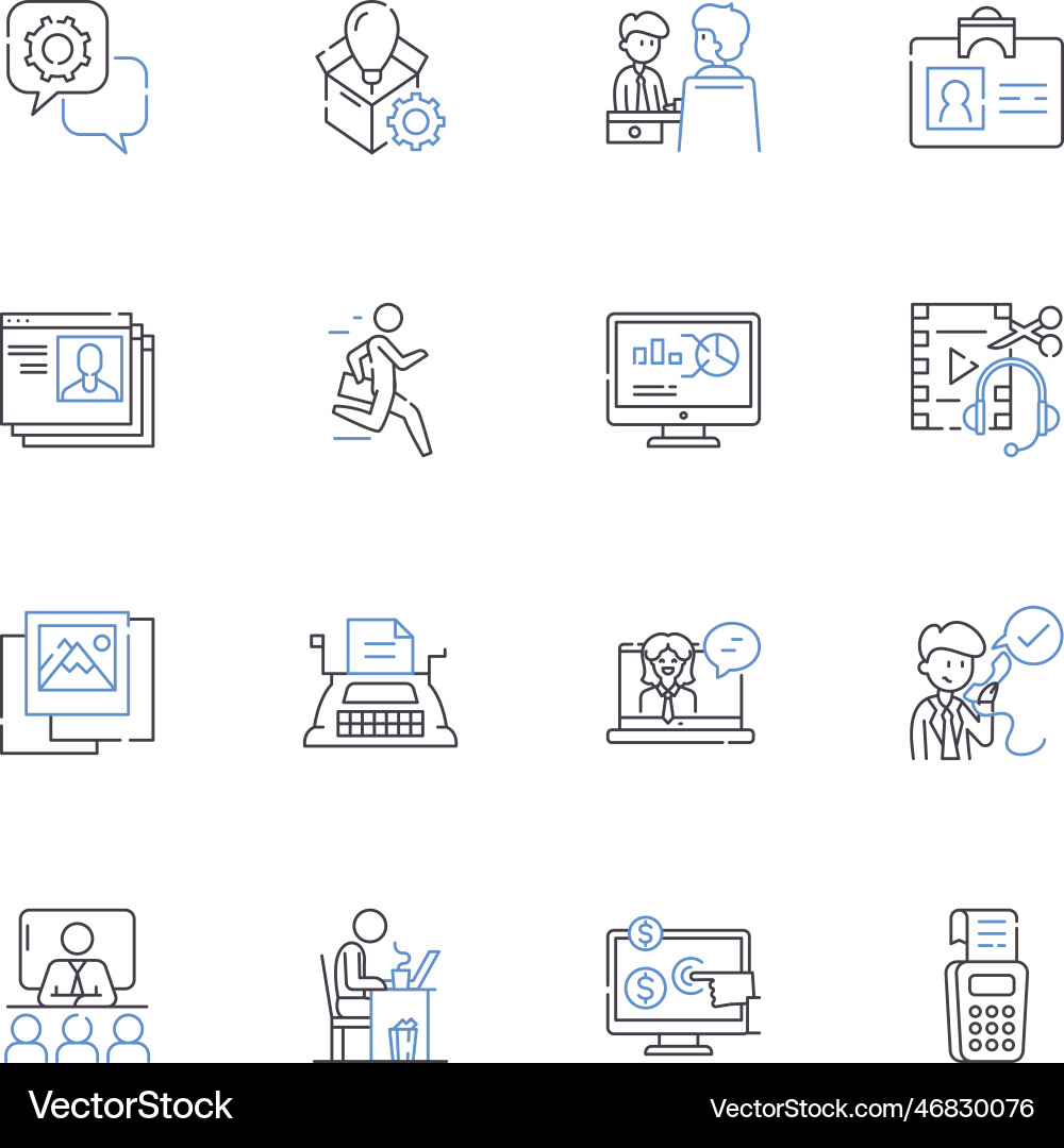 Digital employees line icons collection Royalty Free Vector
