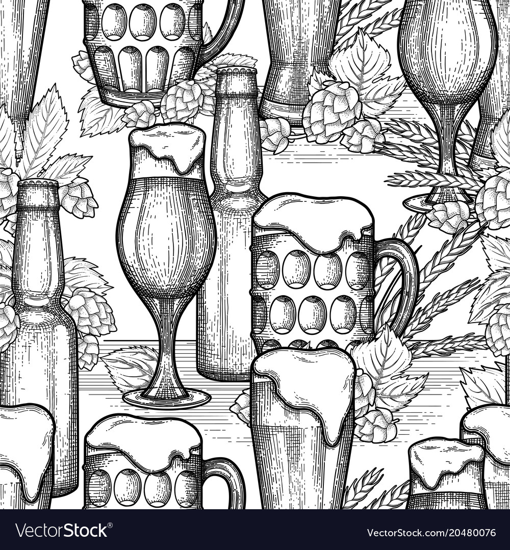Graphic beer pattern Royalty Free Vector Image