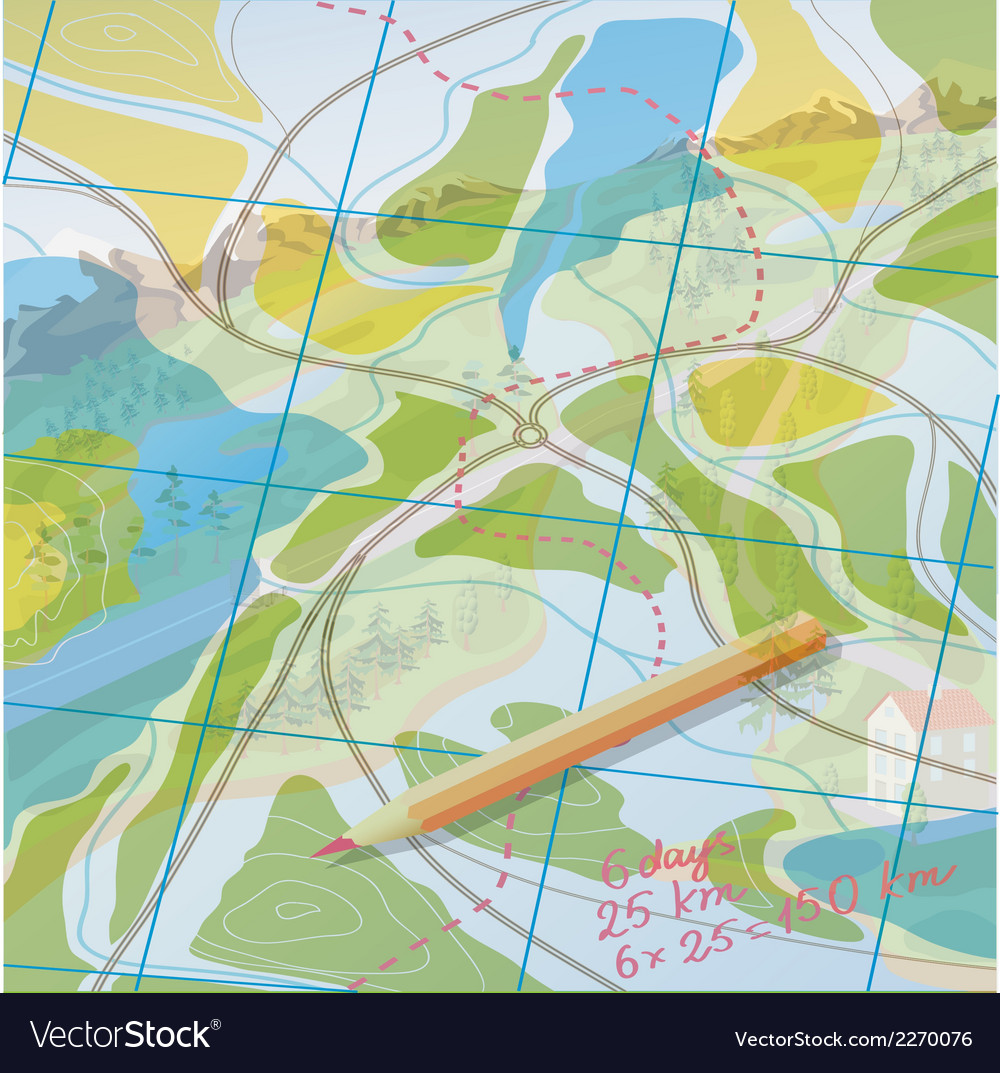 Map to develop a route Royalty Free Vector Image