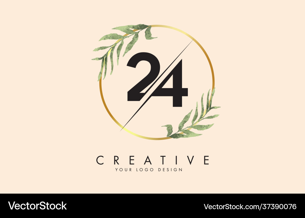 Number 24 2 4 logo design with golden circles Vector Image