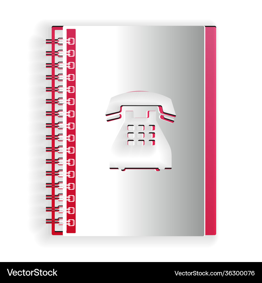 Paper cut phone book icon isolated on white Vector Image
