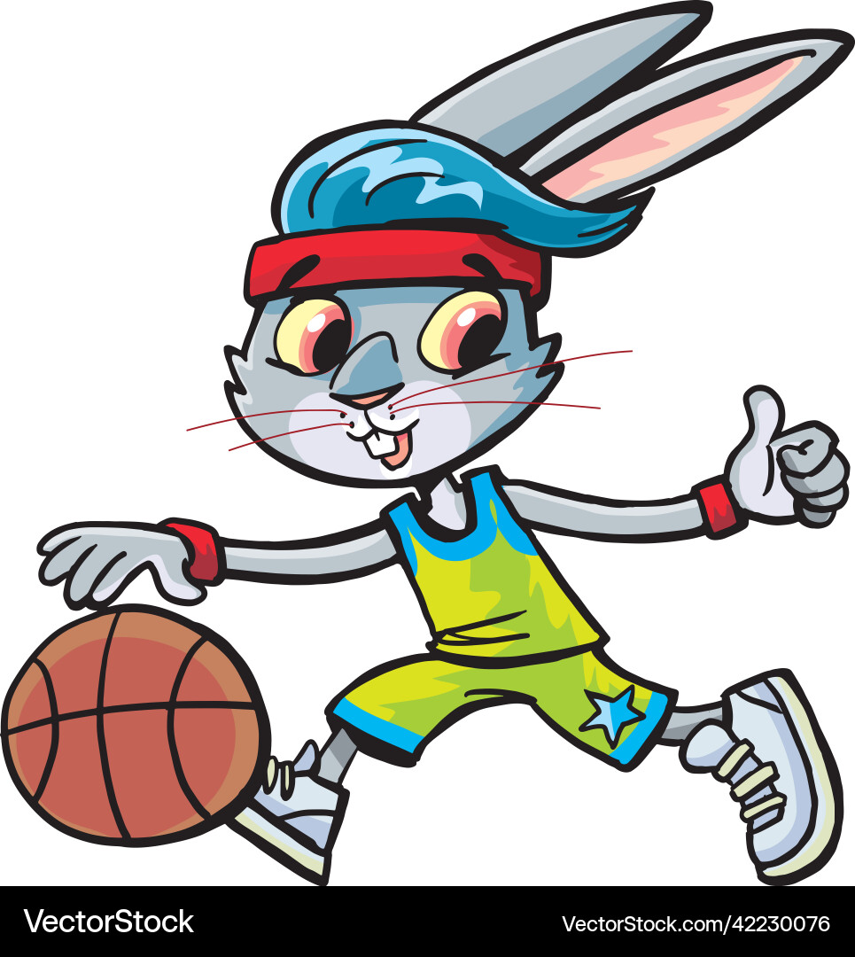 Rabbit basketball player leads the ball Royalty Free Vector