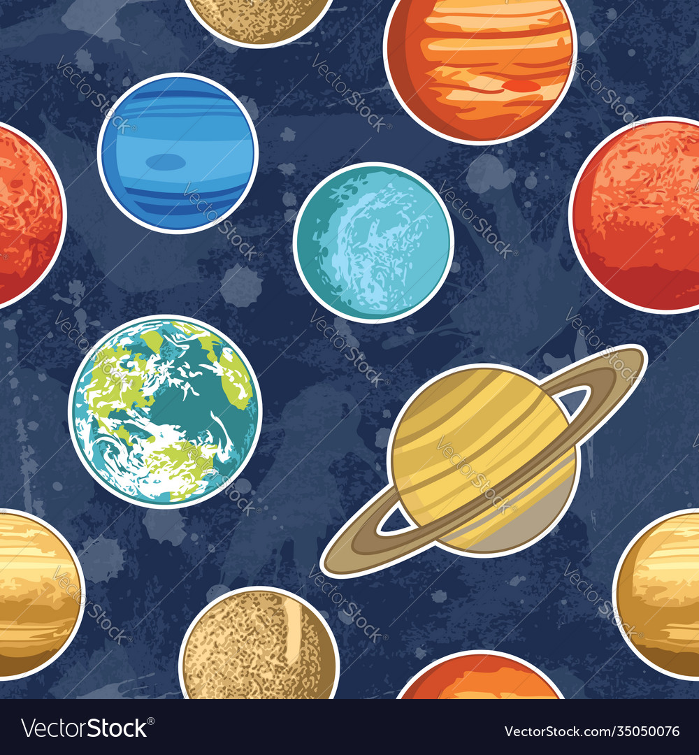 Seamless pattern with solar system planets Vector Image