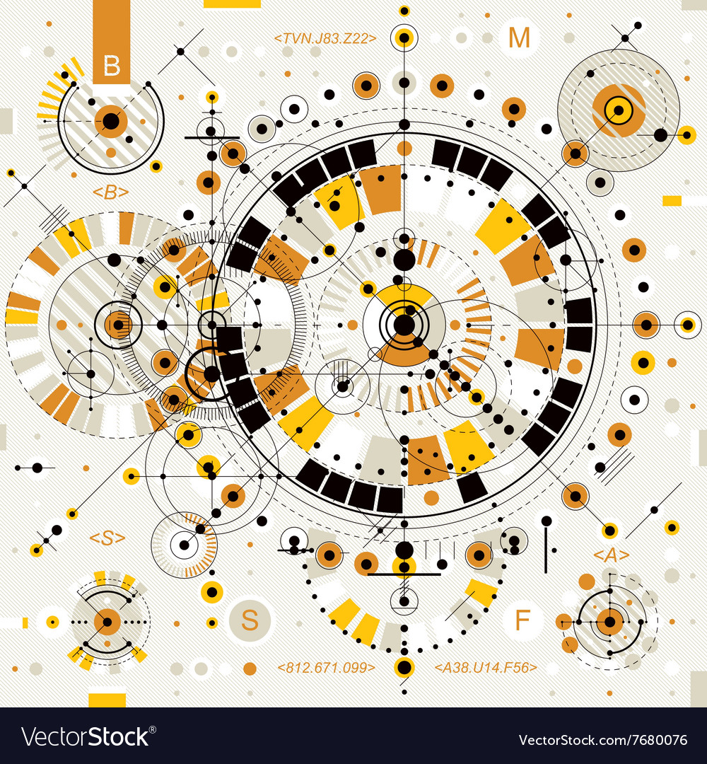 Technical drawing with dashed lines and geometric Vector Image