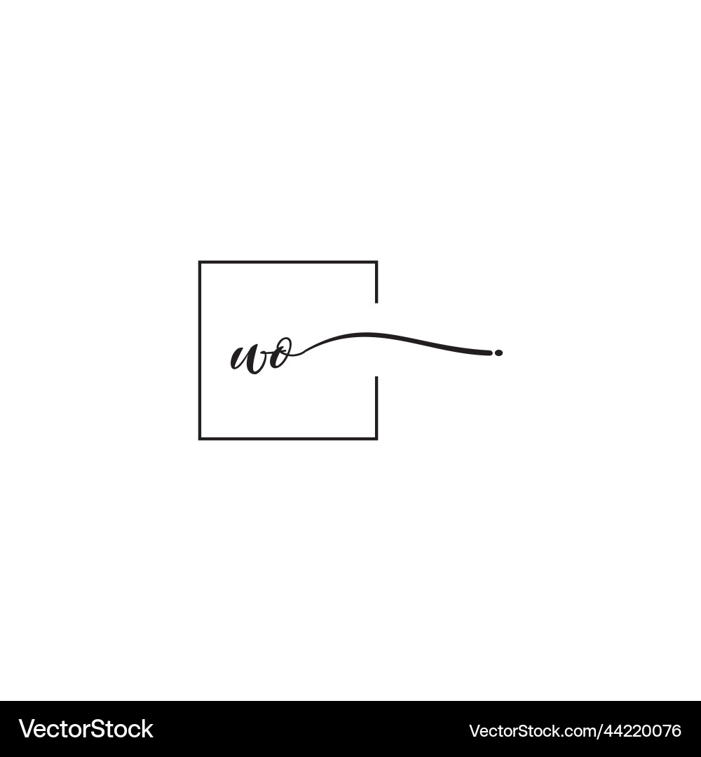 Wo signature square logo initial concept Vector Image