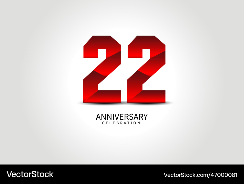 22 year anniversary celebration logo red Vector Image