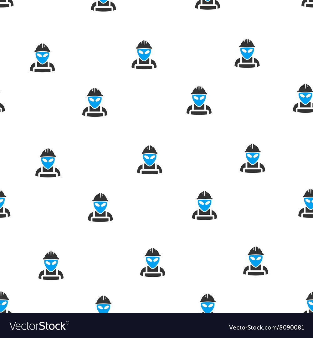 Alien worker flat seamless pattern Royalty Free Vector Image