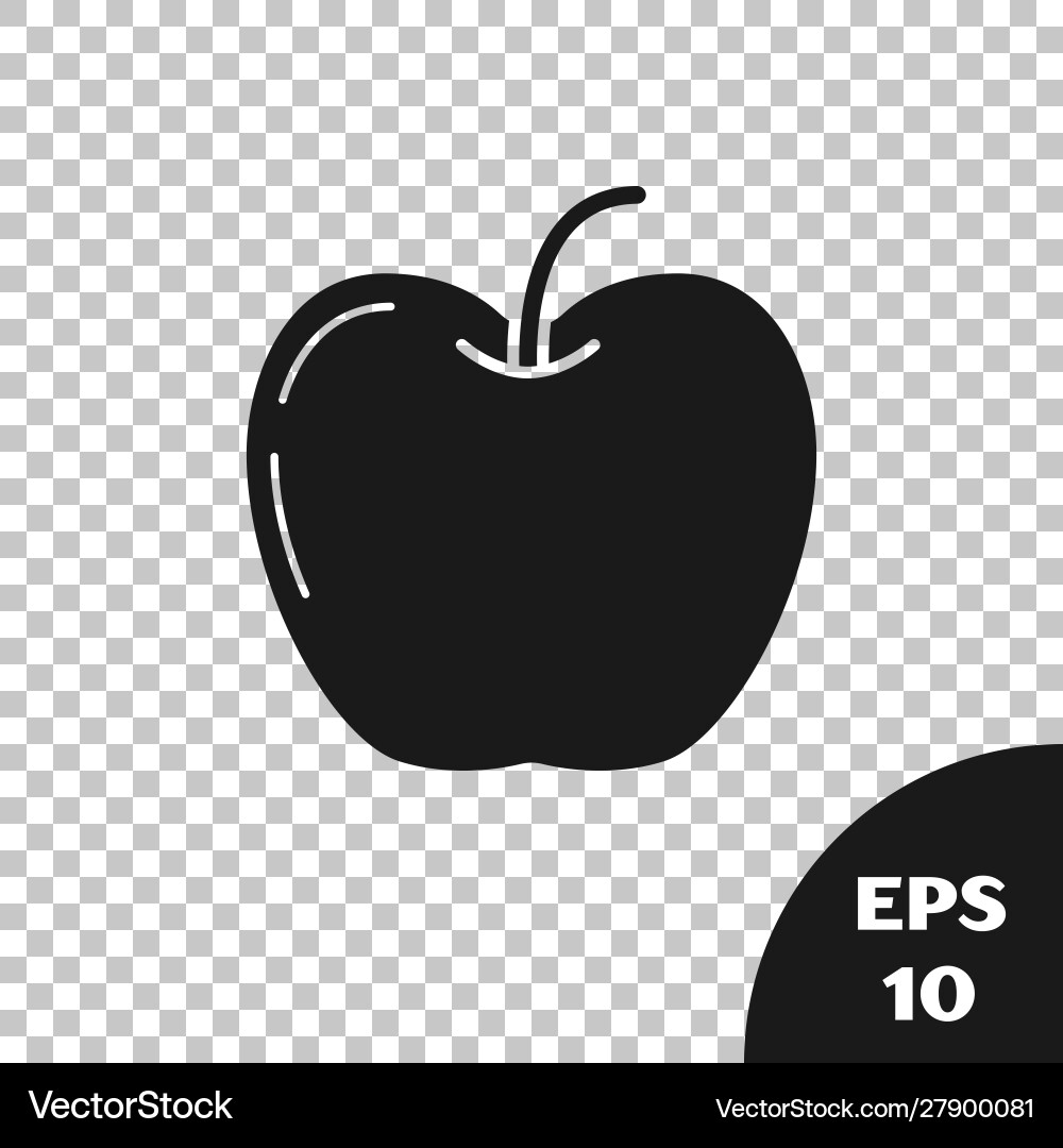 Black apple icon isolated on transparent Vector Image