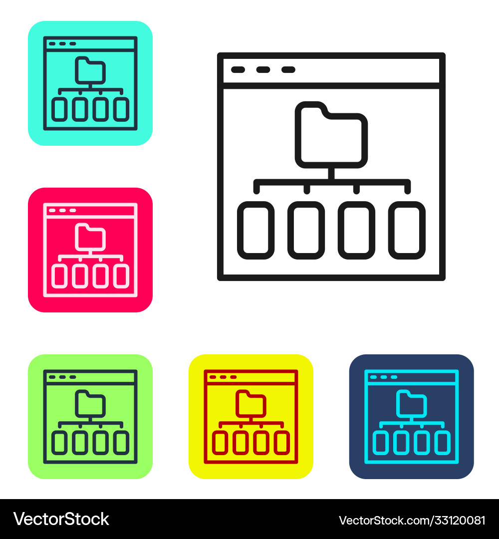 Black line browser files icon isolated on white Vector Image