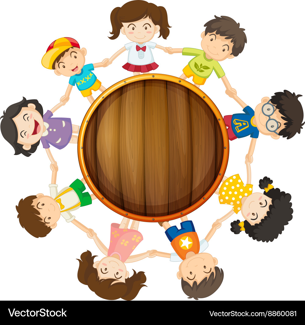 Boys and girls circle around Royalty Free Vector Image